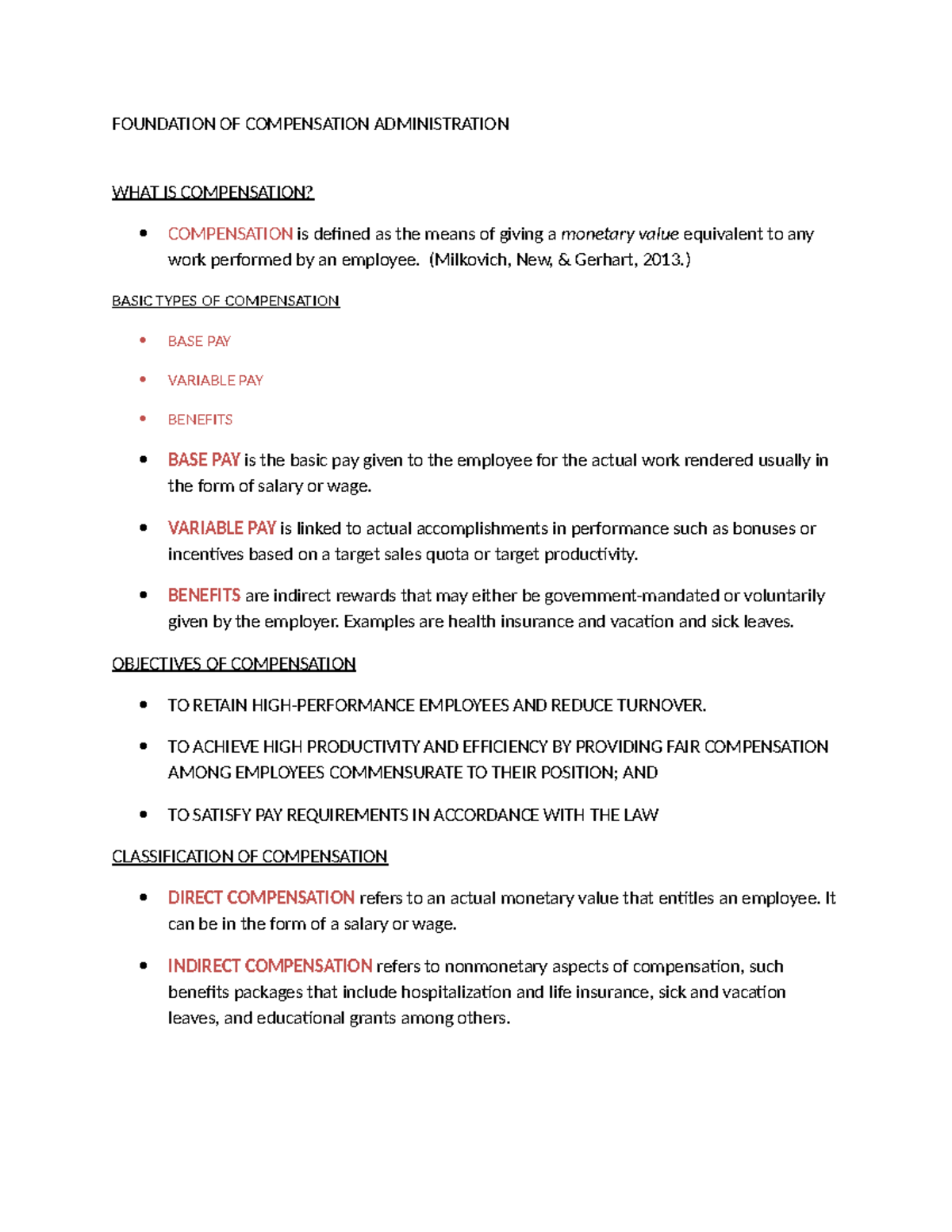 Foundation OF Compensation Administration - FOUNDATION OF COMPENSATION ...