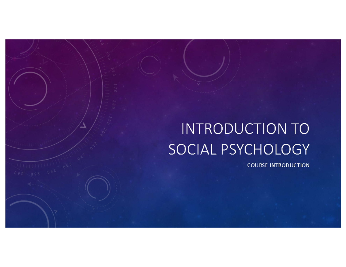 SOCIAL PSYCHOLOGY 101: Course Introduction & Key Details - Studocu