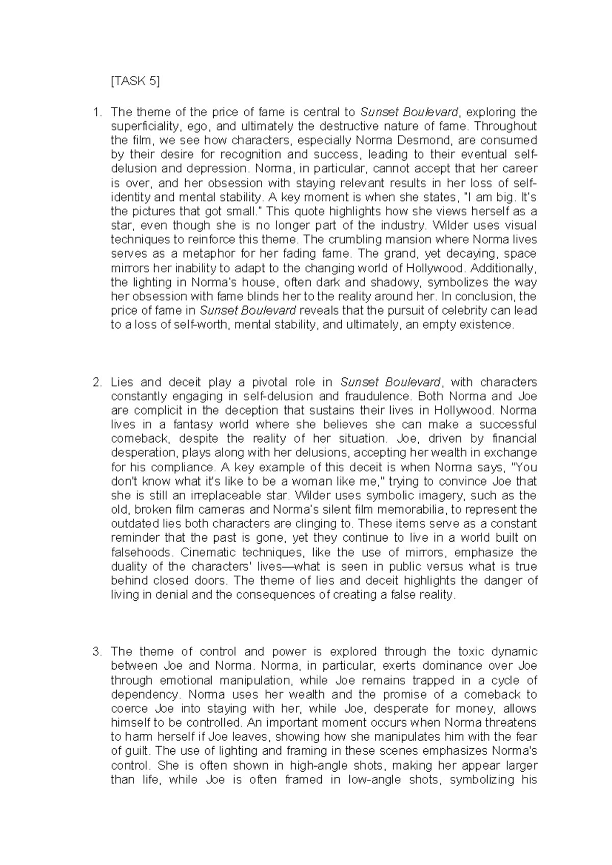 Language Analysis of Themes in Sunset Boulevard (ENG 34) - Studocu