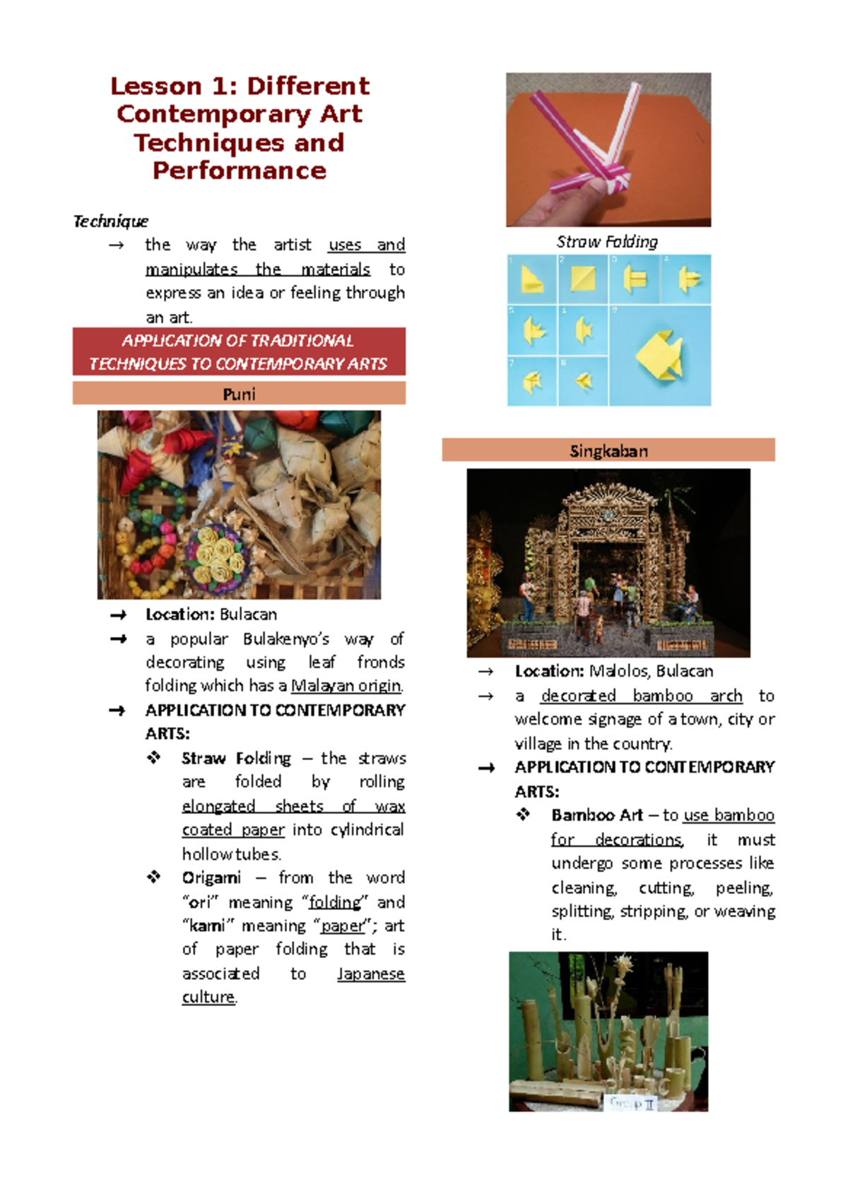 Contemporary Art Techniques & Performance - Lecture Notes - Studocu