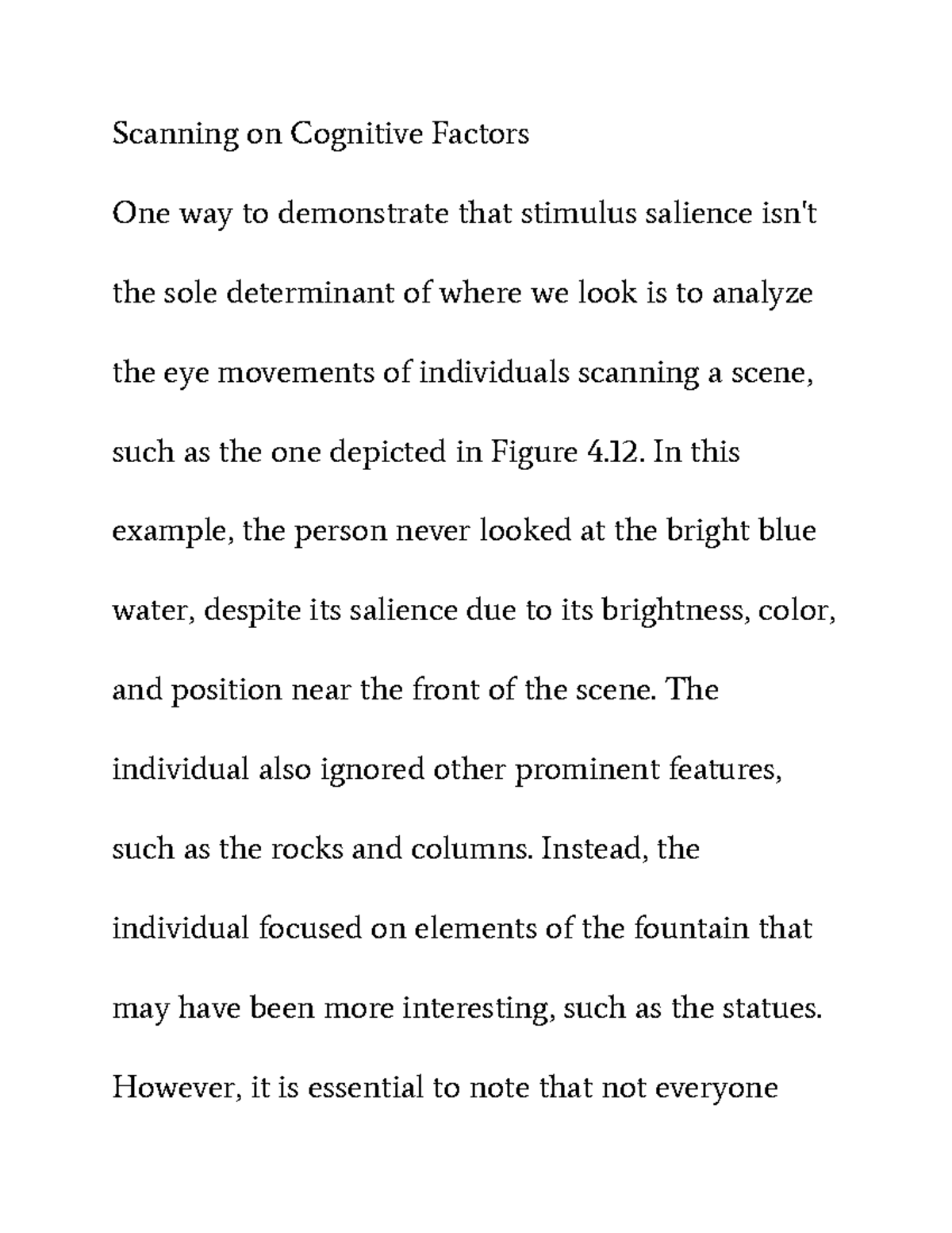 Scanning on Cognitive Factors - In this example, the person never ...