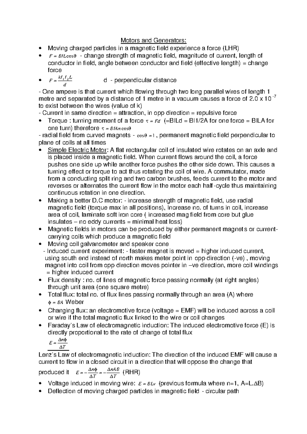 [2001 Physics] Motors and Electromagnetism Study Notes - Studocu