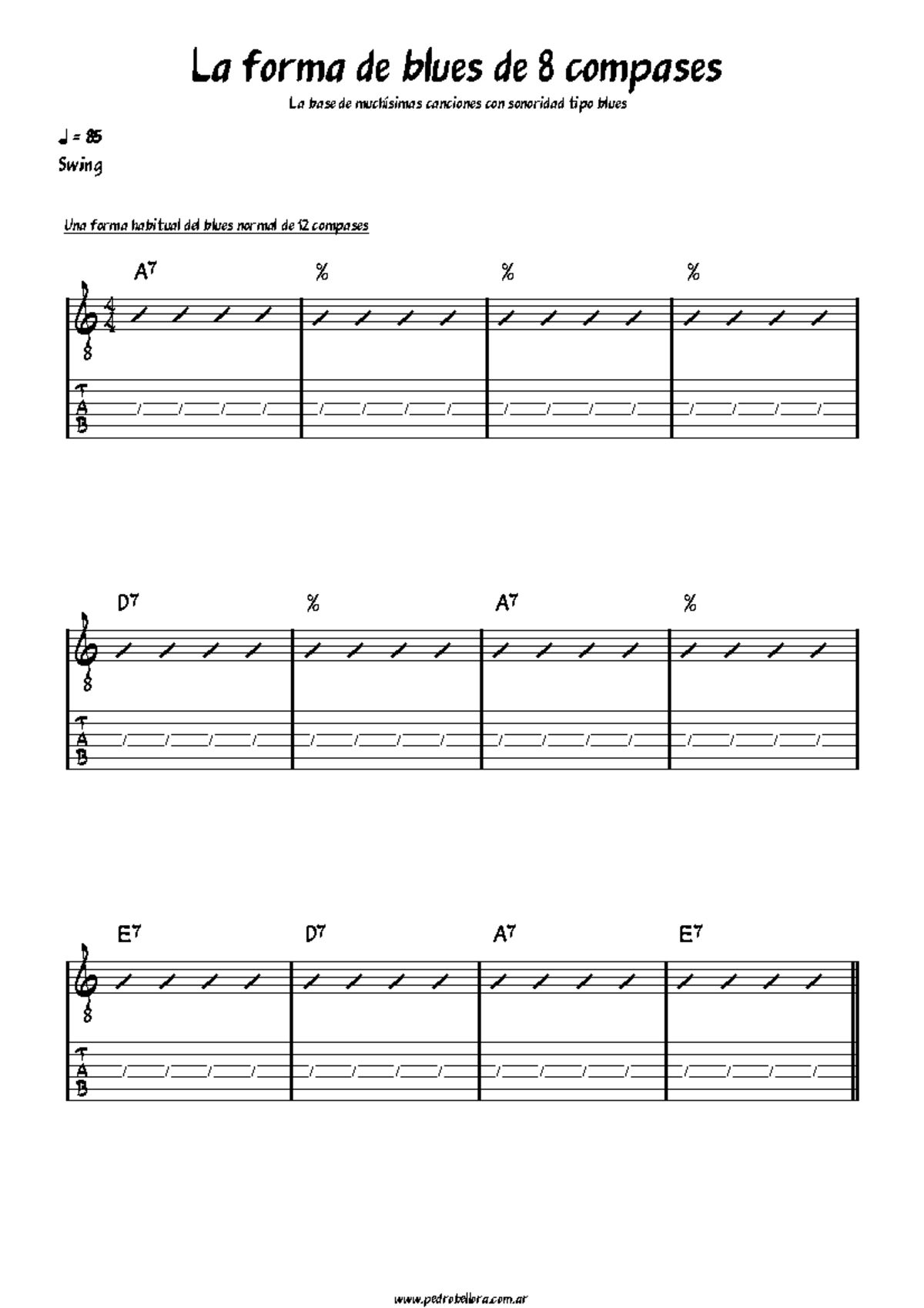 Blues de 8 Compases: Estructura y Ejemplos Musicales - Studocu