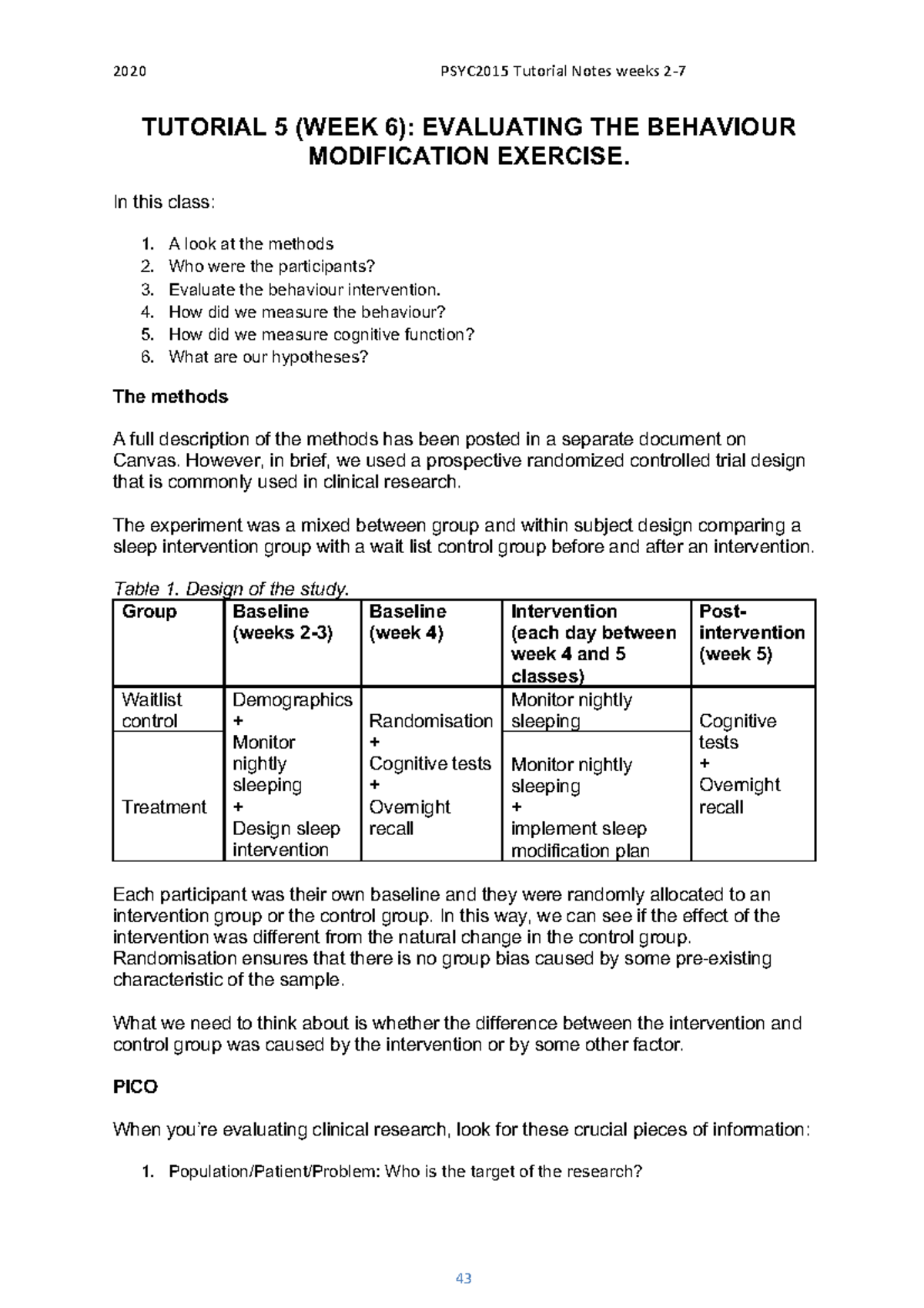 2021 PSYC2015 Behaviour Modification Tutorials week 6 - PSYC2015 - USyd ...