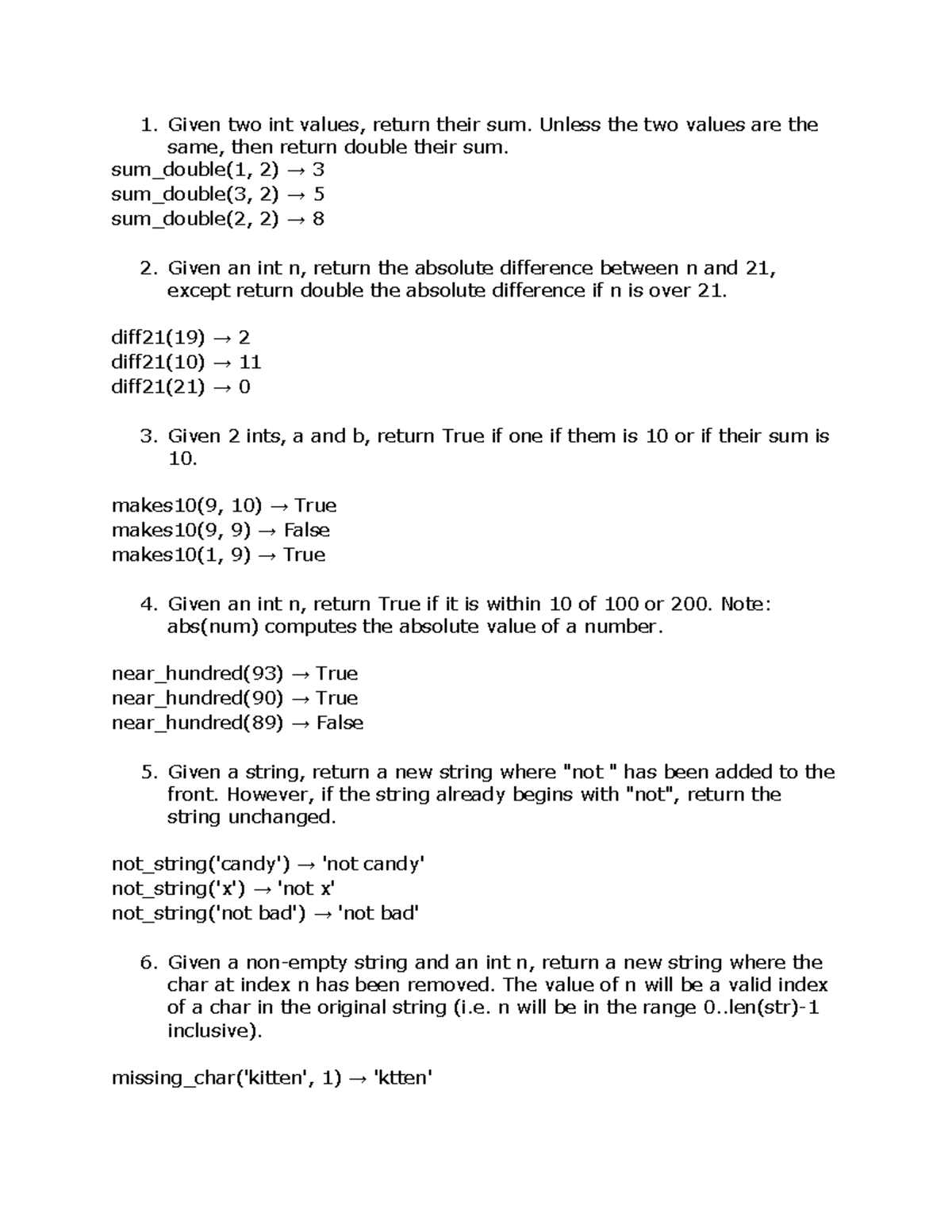 CS101: Python Functions Practice Problems and Solutions - Studocu
