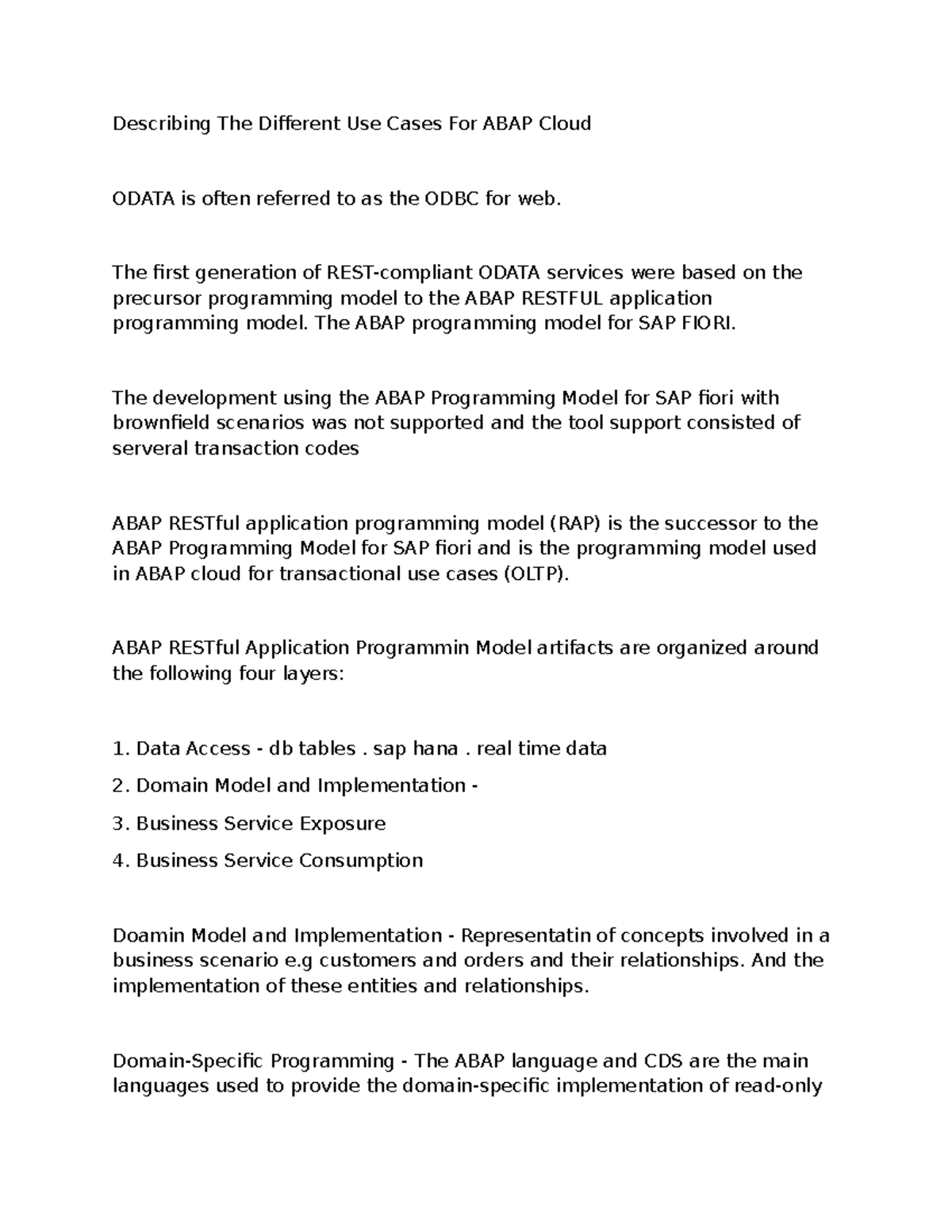 Use Cases for ABAP Cloud ODATA: A Comprehensive Overview - Studocu