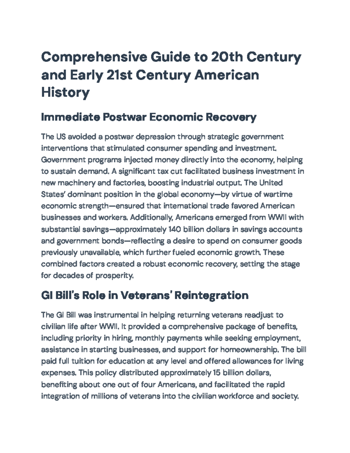 Comprehensive Overview of 20th Century U.S. History: Key Events and ...