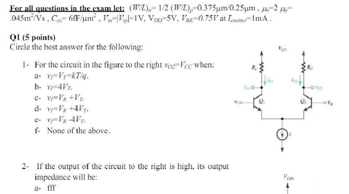 CMOS Inverter Logic1: Exam Questions & Answers - Studocu