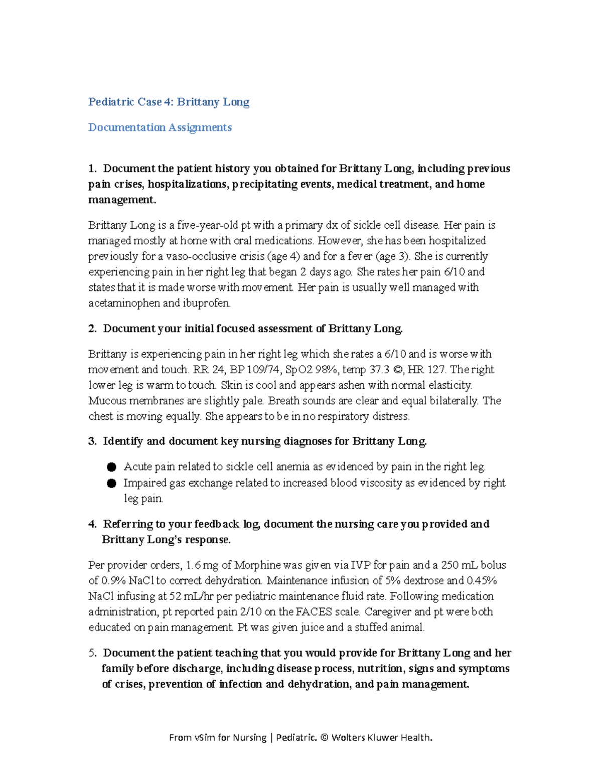 Pediatric Case Study: Brittany Long and Sickle Cell Disease Management ...