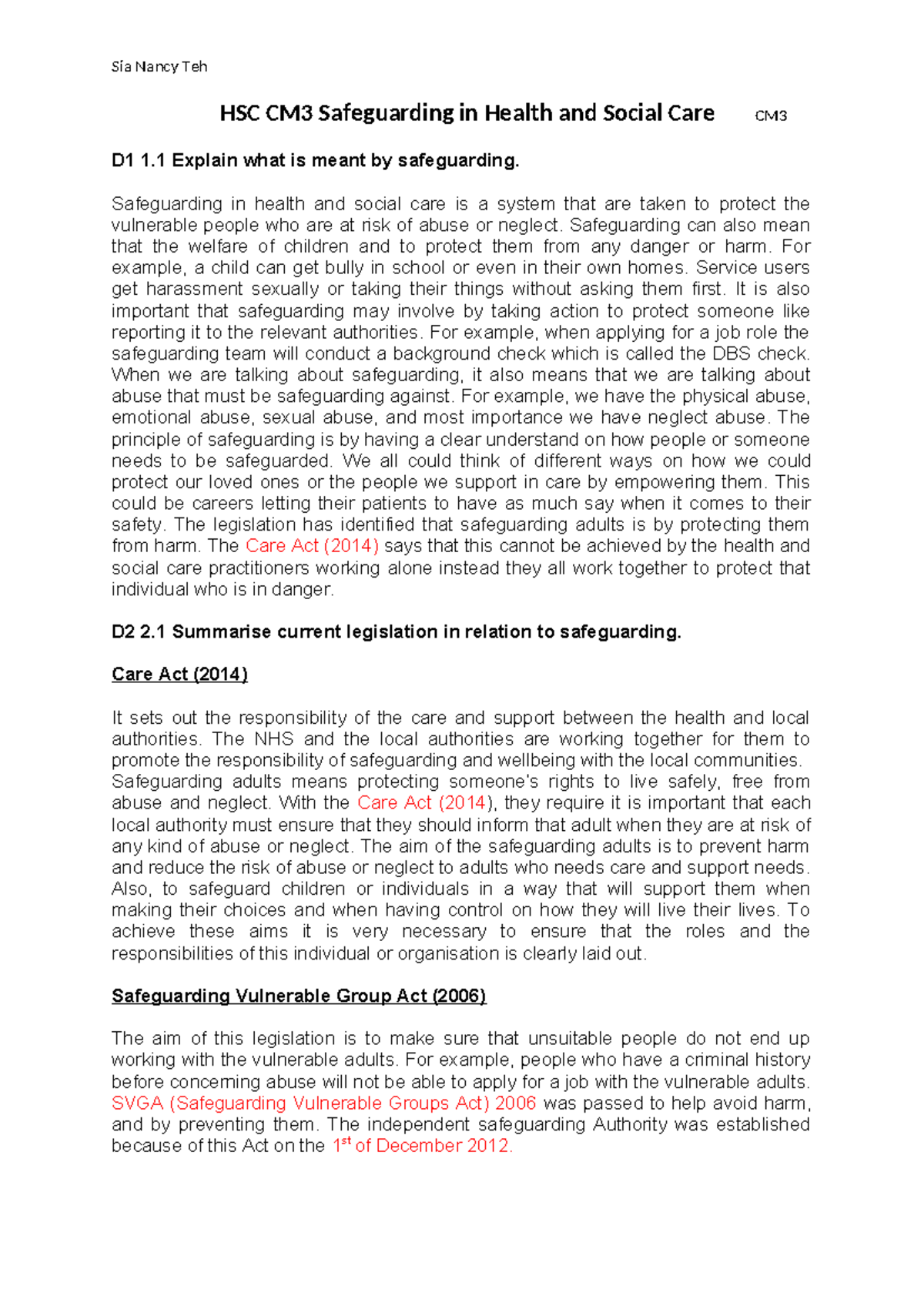 HSC CM3 Safeguarding: Understanding D1, D2, D3 Concepts and Legislation ...