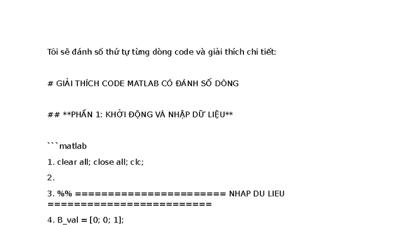 Giải Thích Code MATLAB BTVL: Chi Tiết Từng Dòng Code - Studocu