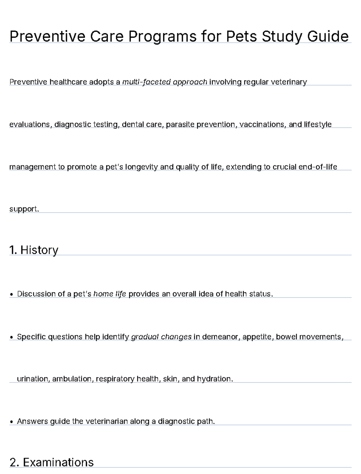 Preventive Care Programs for Pets: Comprehensive Study Guide - Studocu
