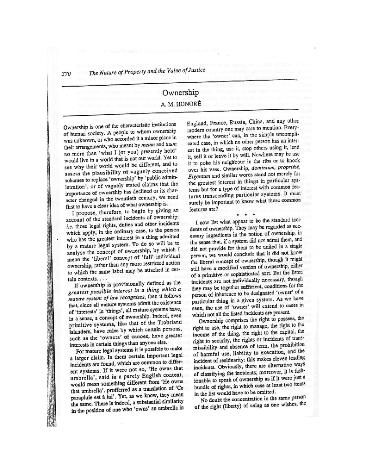 370 Ownership: The Nature of Property and Justice Value Analysis - Studocu