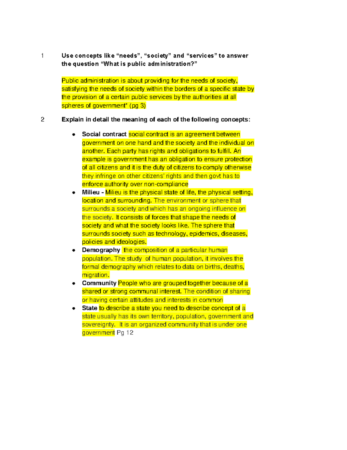 PUB1501: Public Administration Concepts and Answers Overview - Studocu