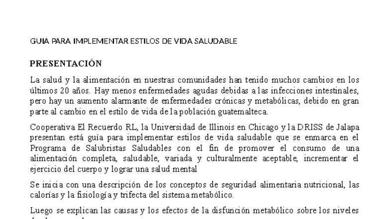 Guía para Implementar Estilos de Vida Saludable - R2 - Studocu