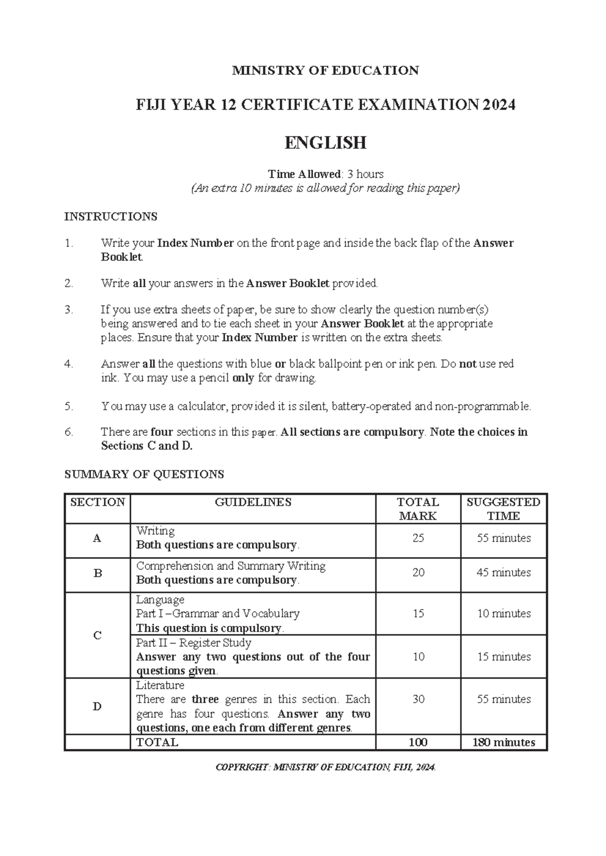 2024 FY12CE English Certificate Examination Question Paper - Studocu
