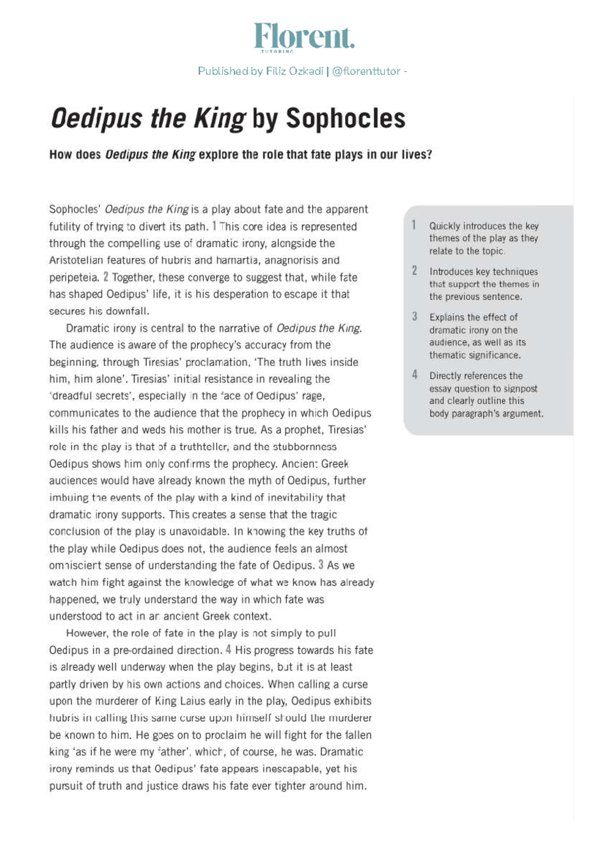 Year 12 Essay: Fate vs. Free Will in Oedipus the King Analysis - Studocu