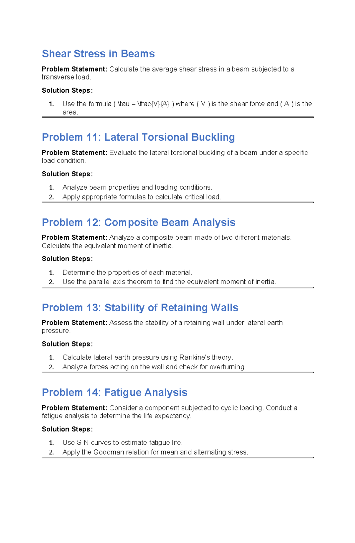 Shear Stress in Beams - Shear Stress in Beams Problem Statement: Calculate the average shear ...