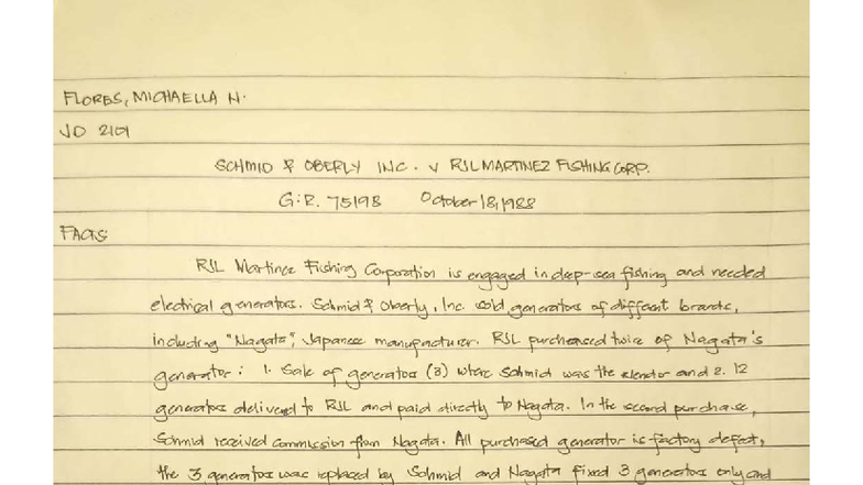 JD 2101 Case Study: Oberly Inc. v. RJL Martinez Fishing Corp. - Studocu