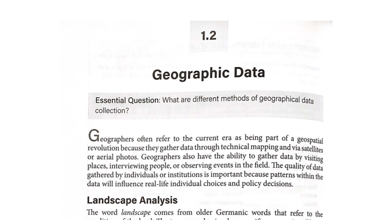 1.2 Geographic Data Collection Methods and Analysis Notes - Studocu
