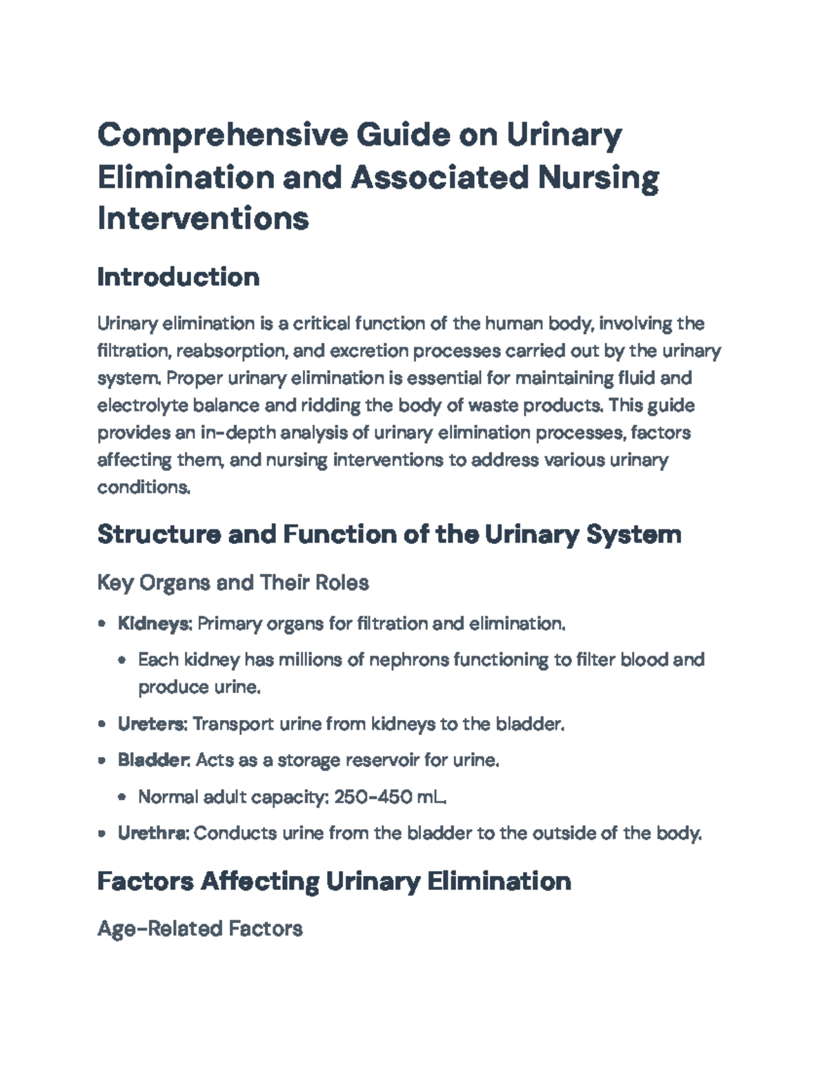 Comprehensive Guide on Urinary Elimination & Nursing Interventions ...