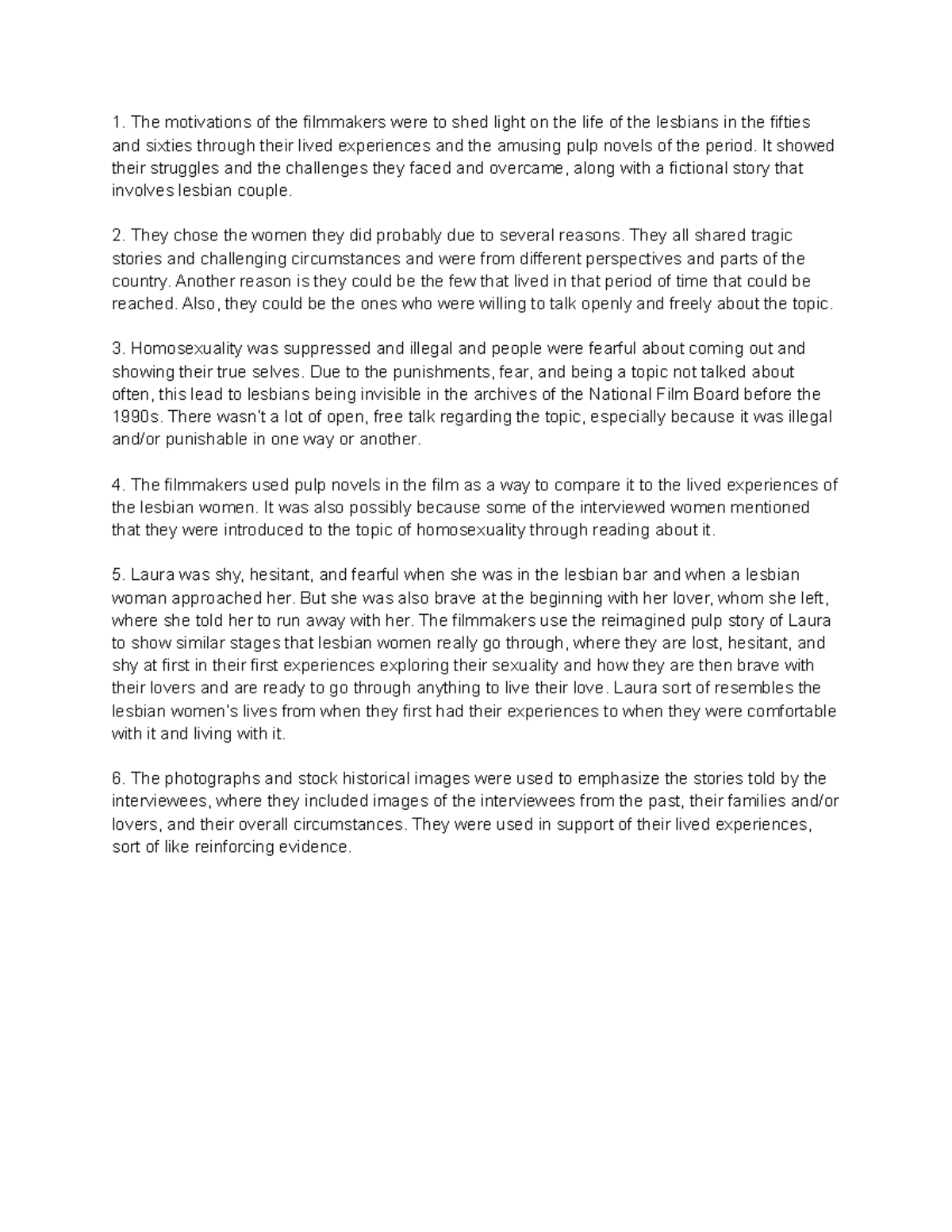 Reading response 4 - Null - The motivations of the filmmakers were to ...