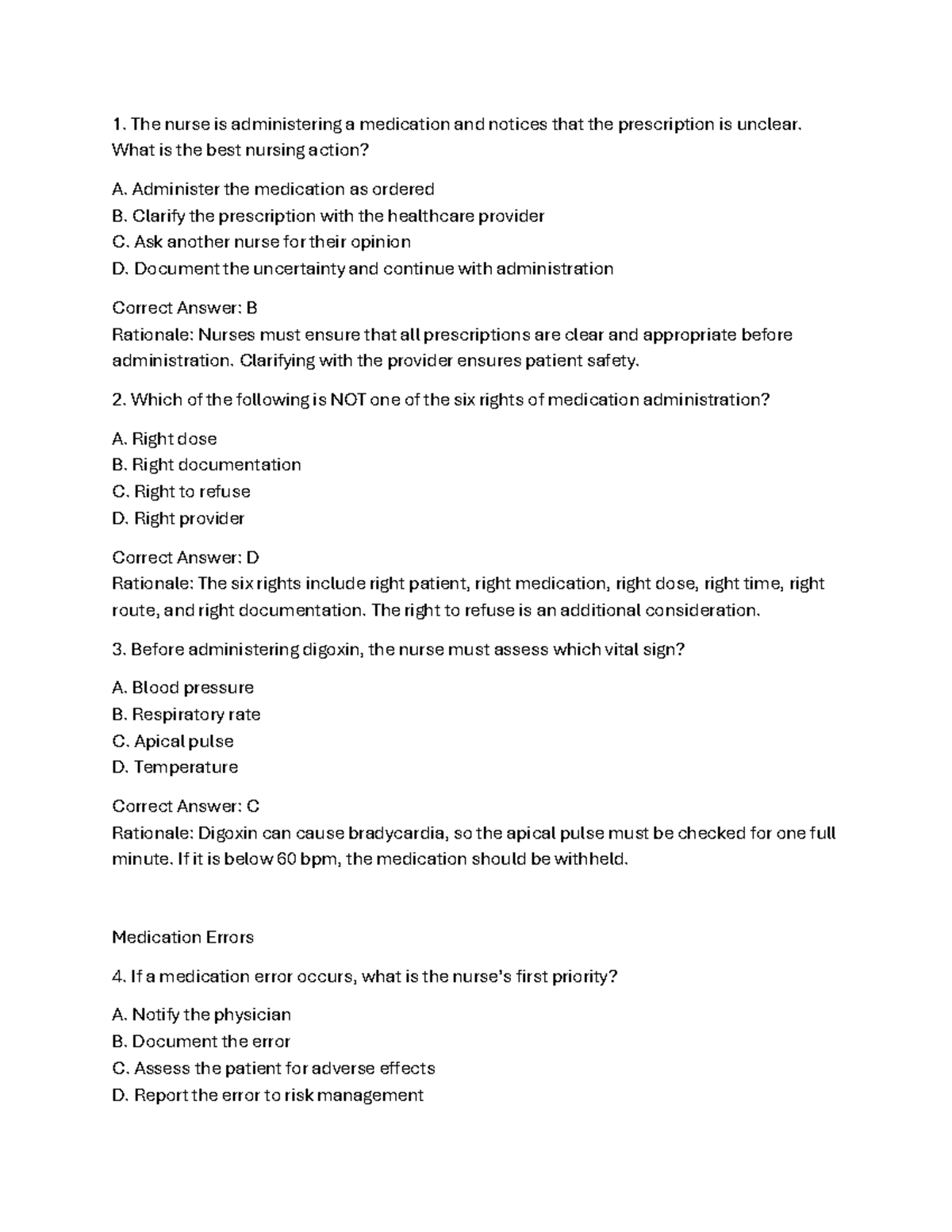 NCLEX Exam 3: Key Questions on Medication Administration & Patient Care ...