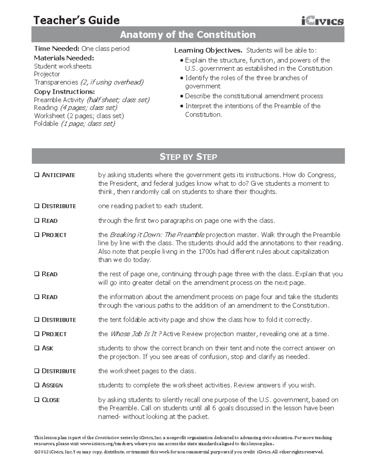 Constitution Packet Worksheet 3