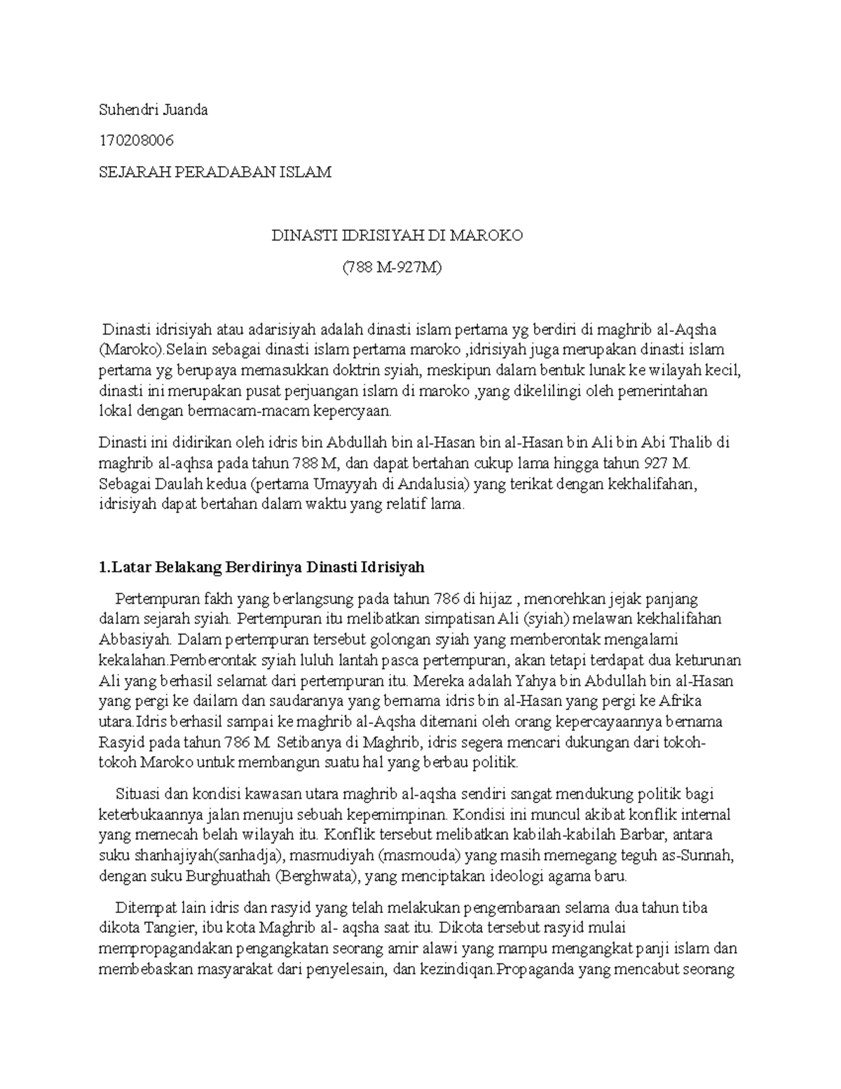 Sejarah Dinasti Idrisiyah di Maroko (788-927 M) dan Pertarungannya ...