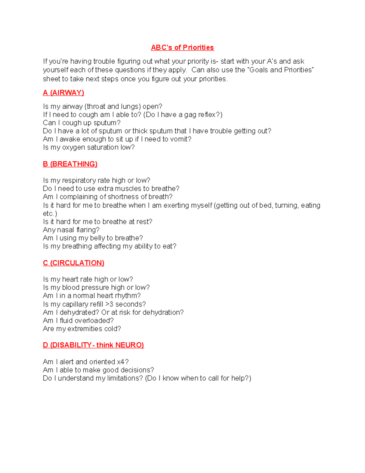 Priorities ABCD - ABC’s of Priorities If you’re having trouble figuring ...