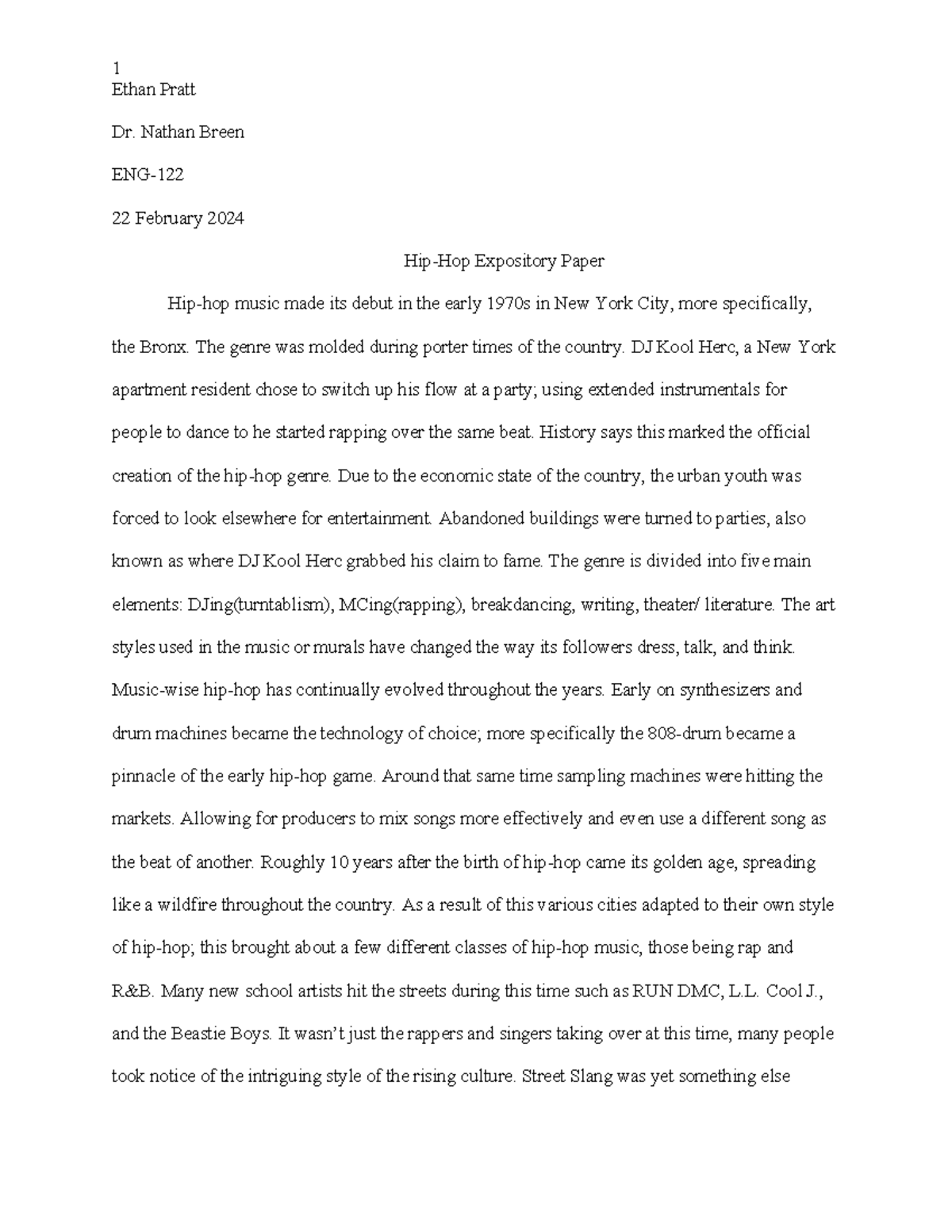 ENG- Hip-Hop Expository Essay: Evolution and Impact of the Genre - Studocu