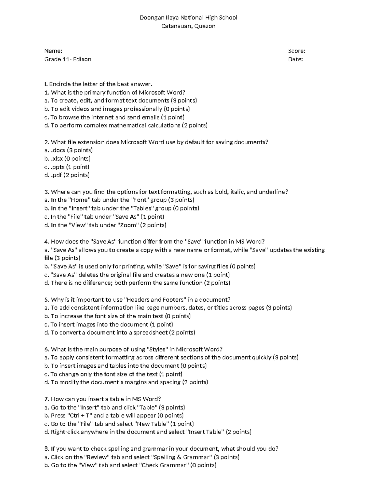 Empowerment 11 Final Exam: Microsoft Word & PowerPoint Essentials - Studocu