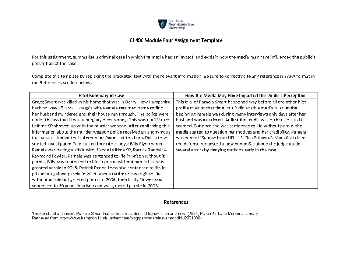 CJ 406 Module Four Assignment Template 2 - CJ 406 Module Four ...