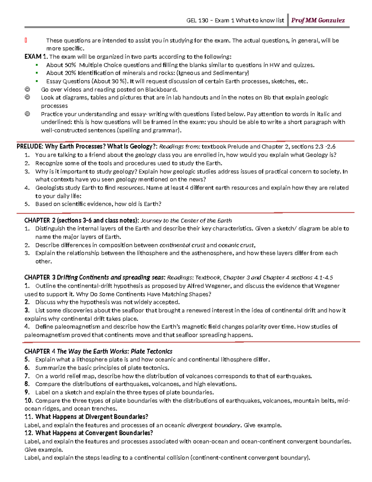 GEL 130 – Exam 1 Study Guide: Key Topics & Concepts for Success - Studocu