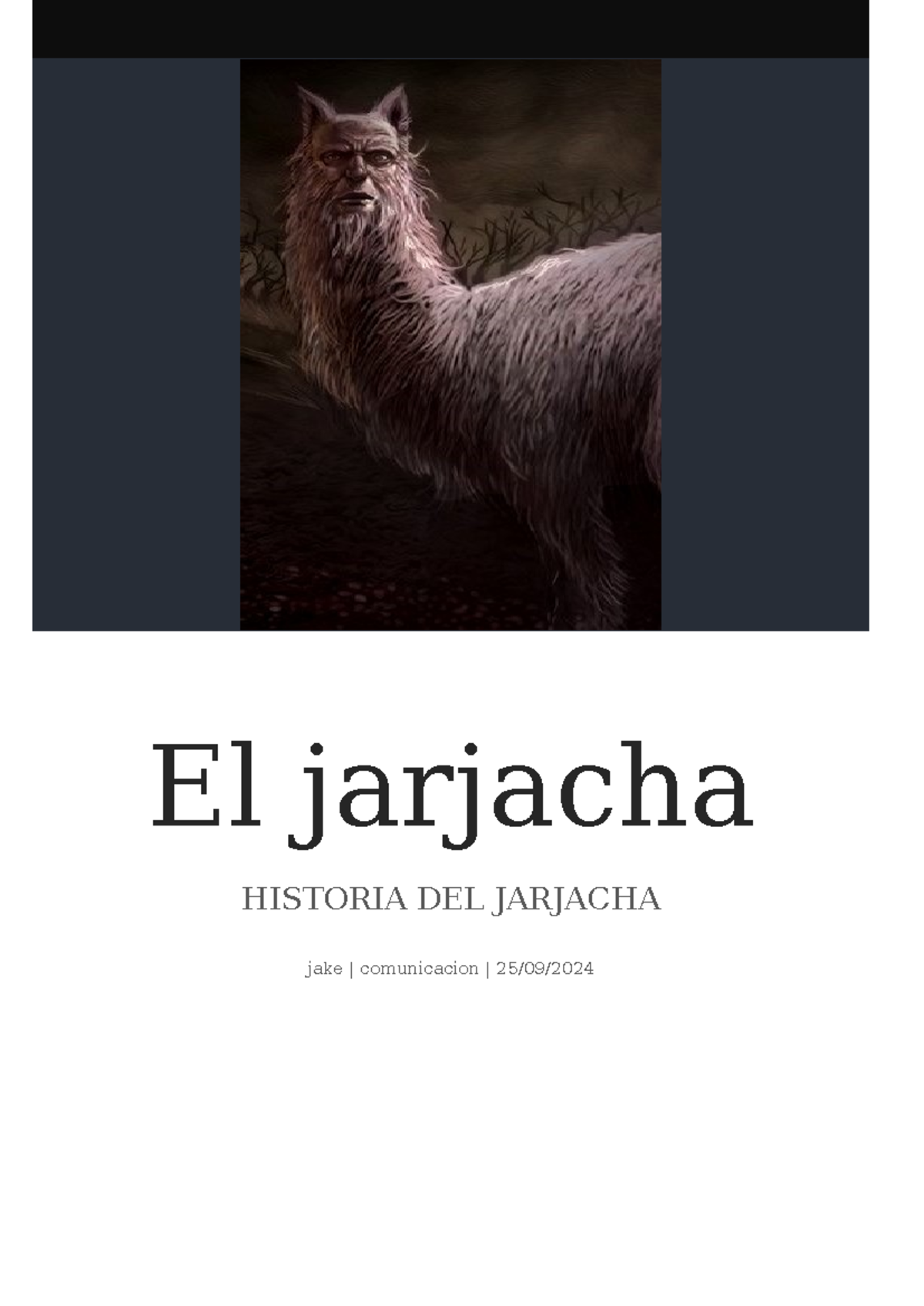 Historia y Significado del Jarjacha en el Folclore Andino - Studocu