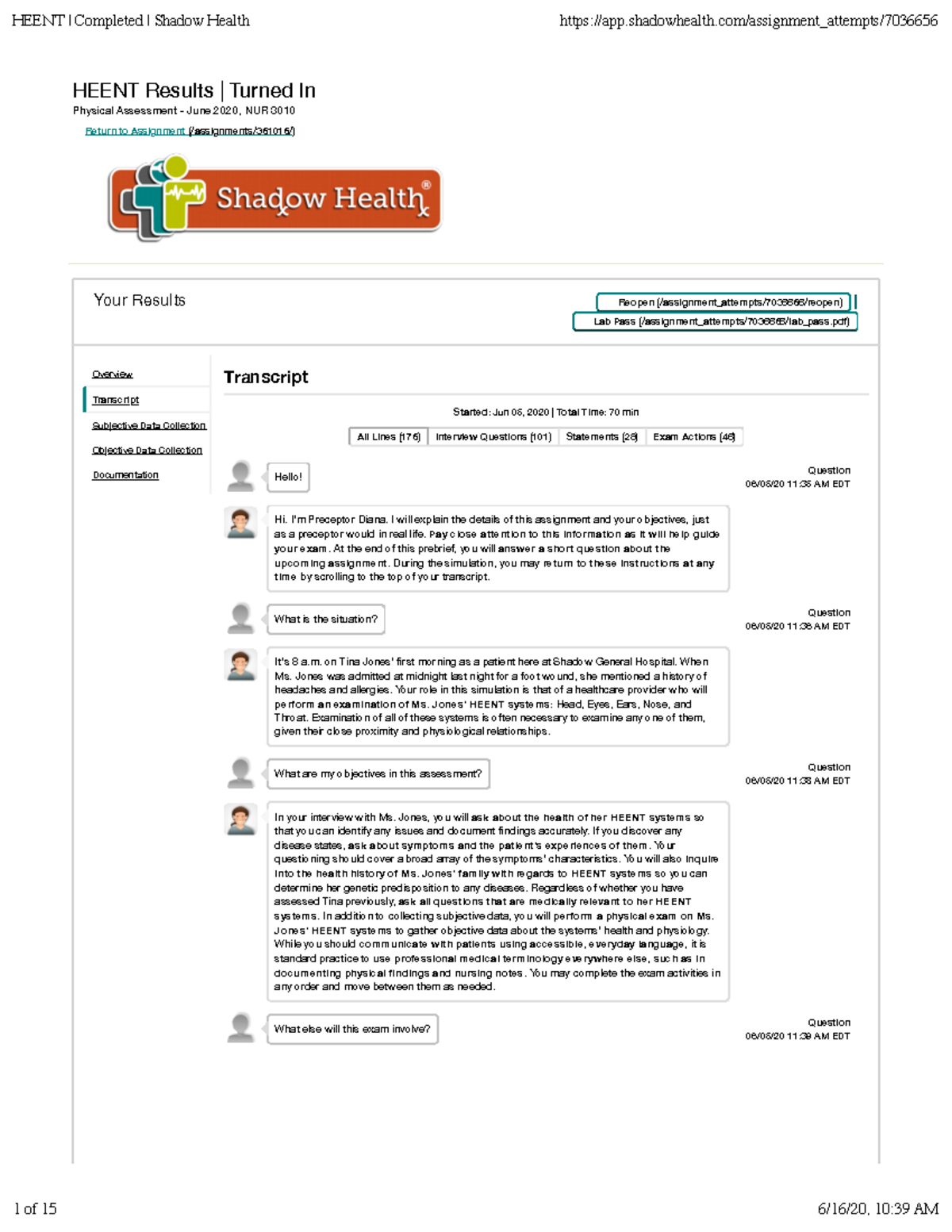 HEENT Exam Findings - NUR 3010 Physical Assessment Overview - Studocu