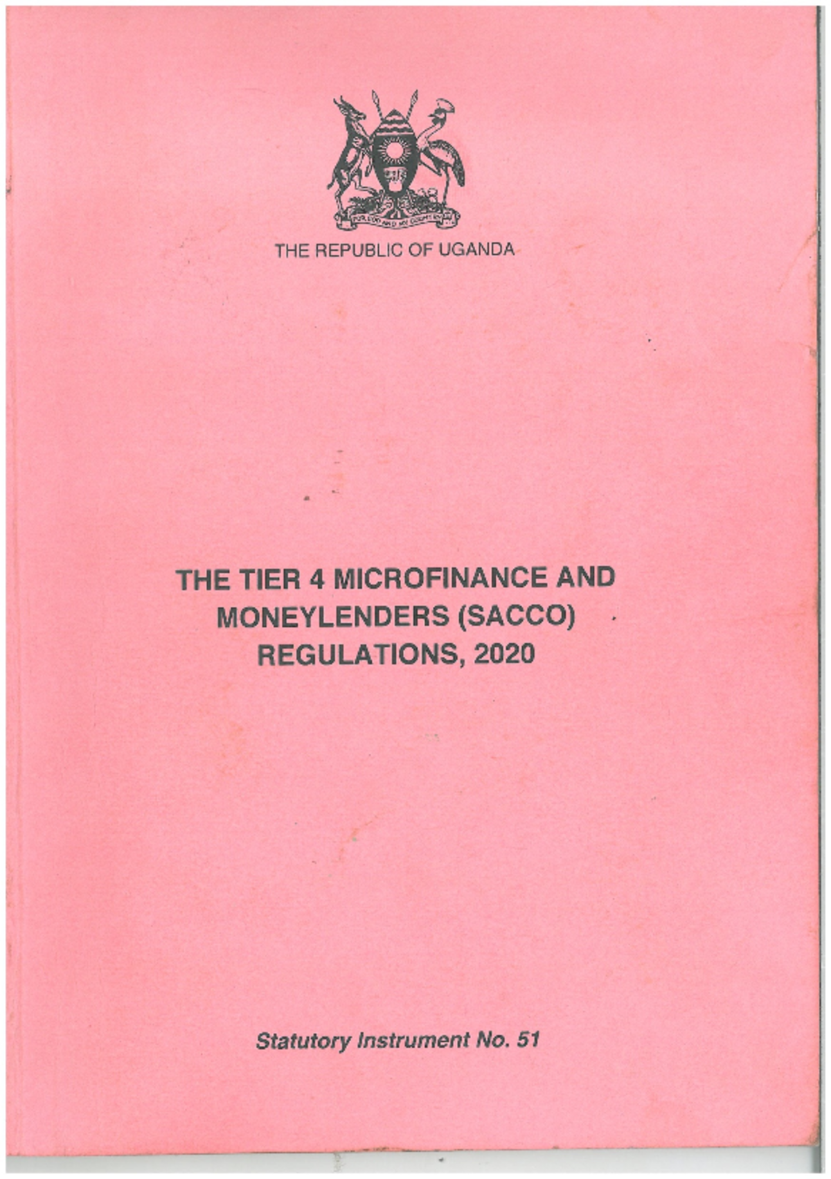 The Tier 4 Microfinance & Moneylender SACCO Regulations 2020 - Studocu