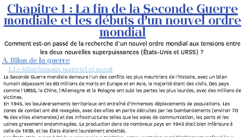 Chapitre 1 : La fin de la Seconde Guerre mondiale et le nouvel ordre ...