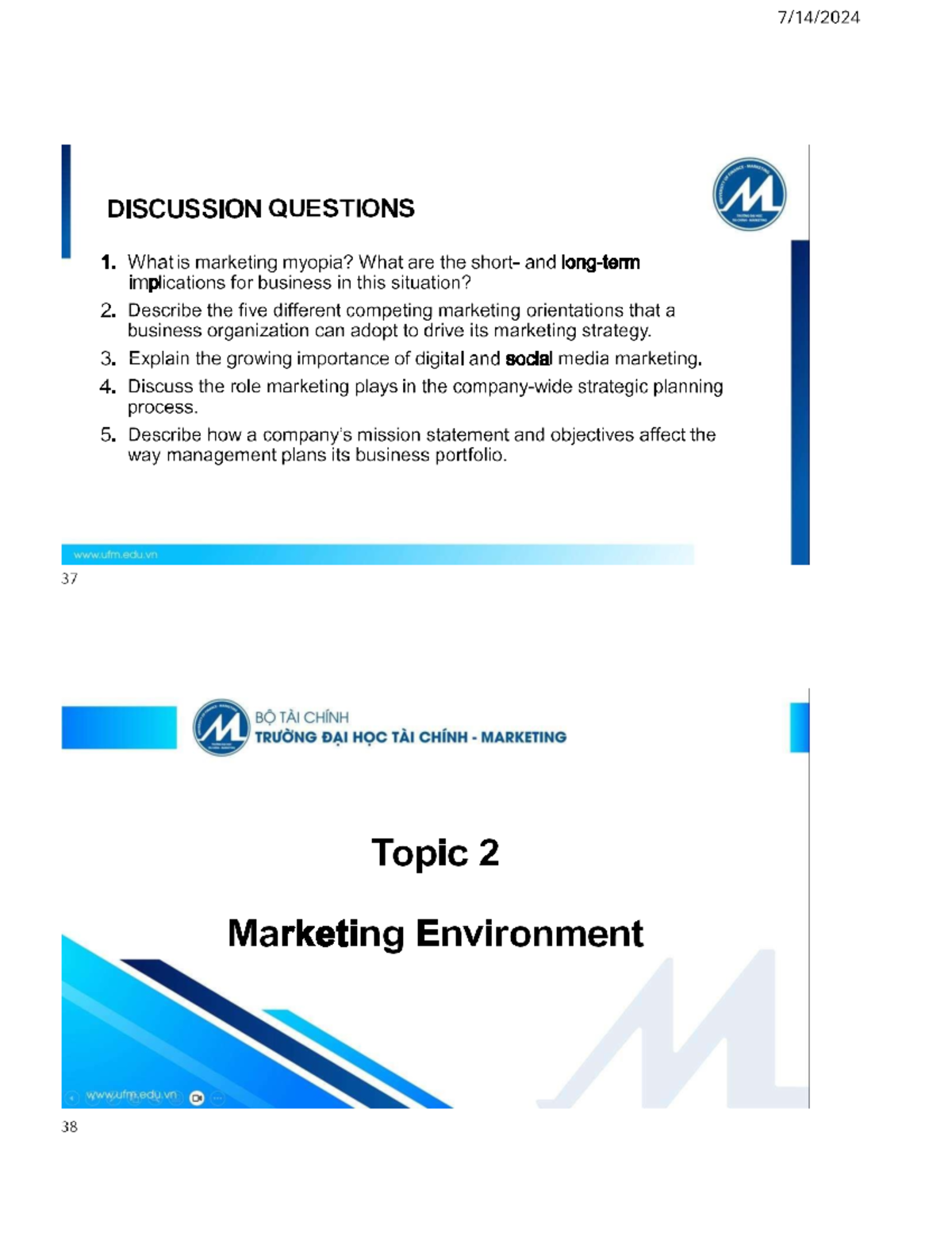 MARKETING DISCUSSION QUESTIONS M: Understanding Marketing Environments ...