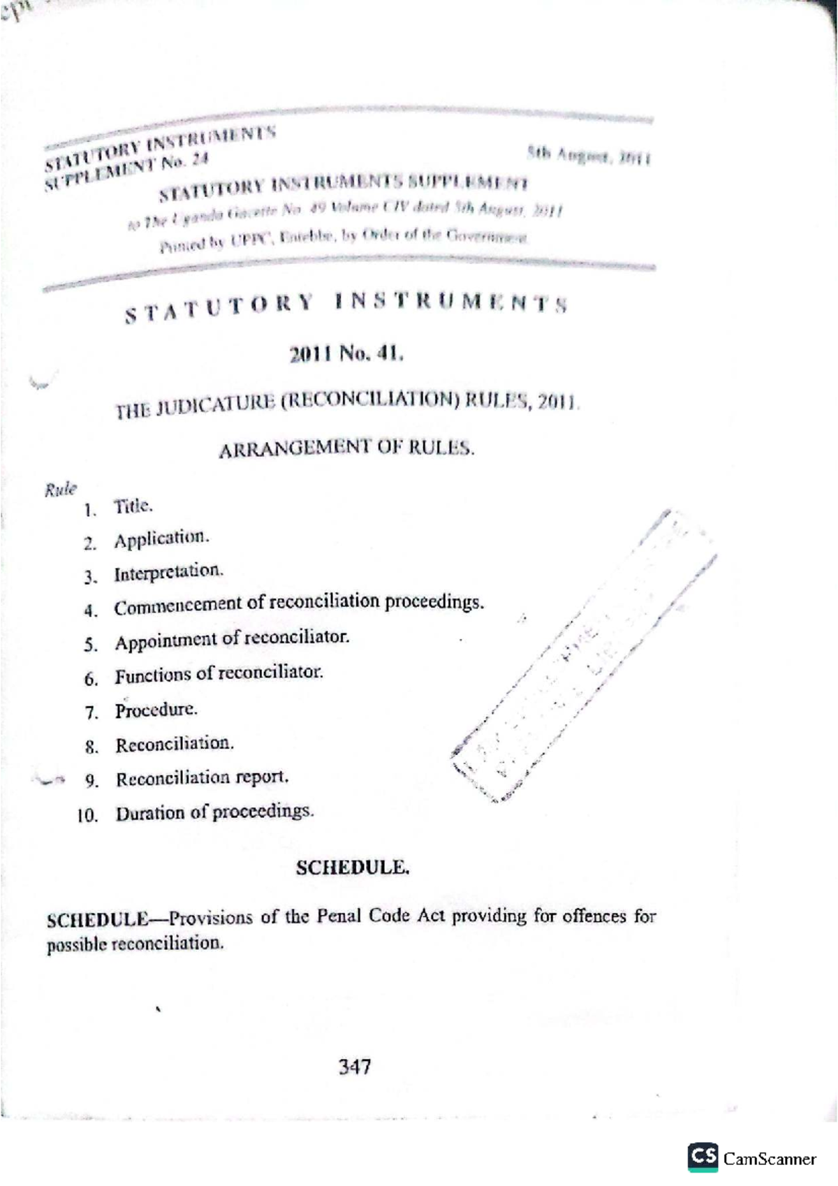 Judicature (Reconciliation) Rules 2011 - Statutory Instruments No. 41 ...