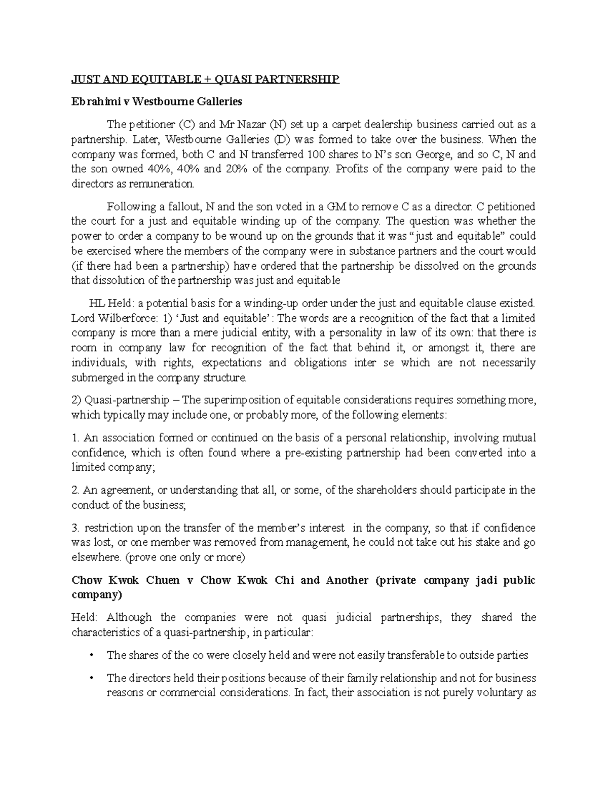JUST AND Equitable - company 2 notes - JUST AND EQUITABLE + QUASI ...