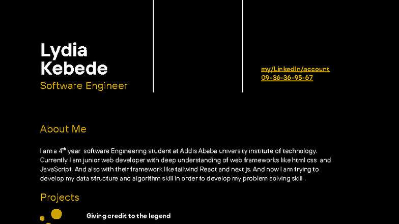 Portfolio CV of Lydia Kebede - Software Engineer - Studocu