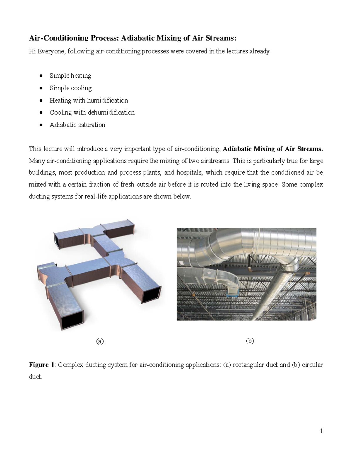 Adiabatic Mixing of Air Streams - Lecture Notes for HVAC Course - Studocu
