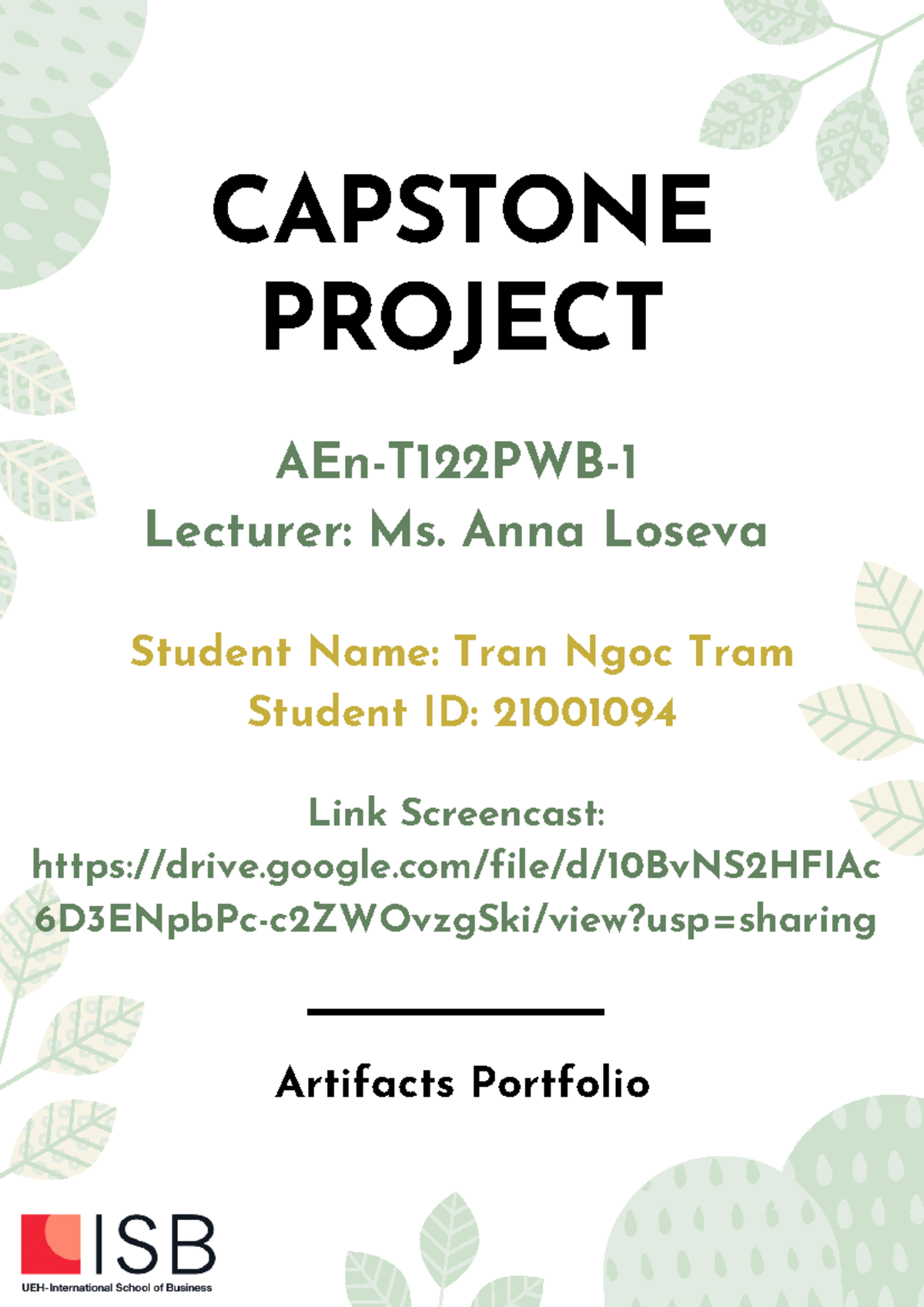 Capstone Project - CAPSTONE PROJECT AEn-T122PWB- Lecturer: Ms. Anna ...