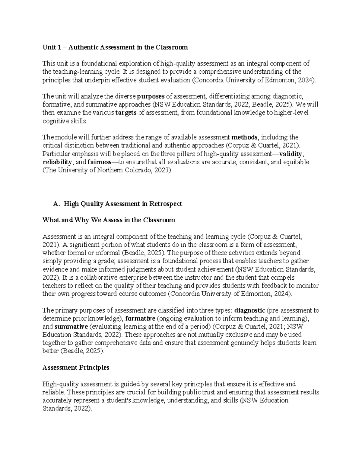 Unit 1: Authentic Assessment in the Classroom - EDUC 205 Midterm Review ...