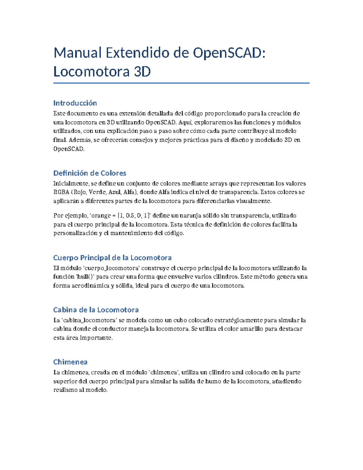 Manual Extendido de OpenSCAD: Creación de Locomotora 3D - Studocu
