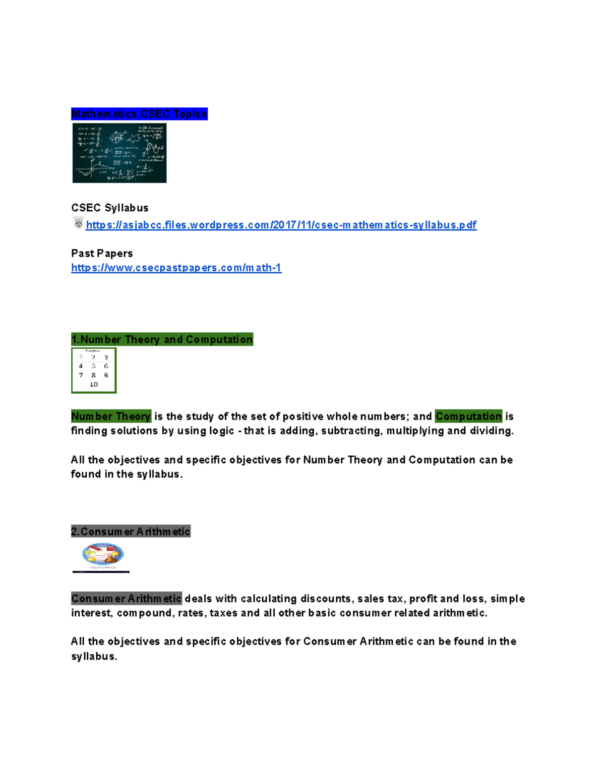 Mathematics CSEC Topics Overview: Key Areas of Study and Skills - Studocu