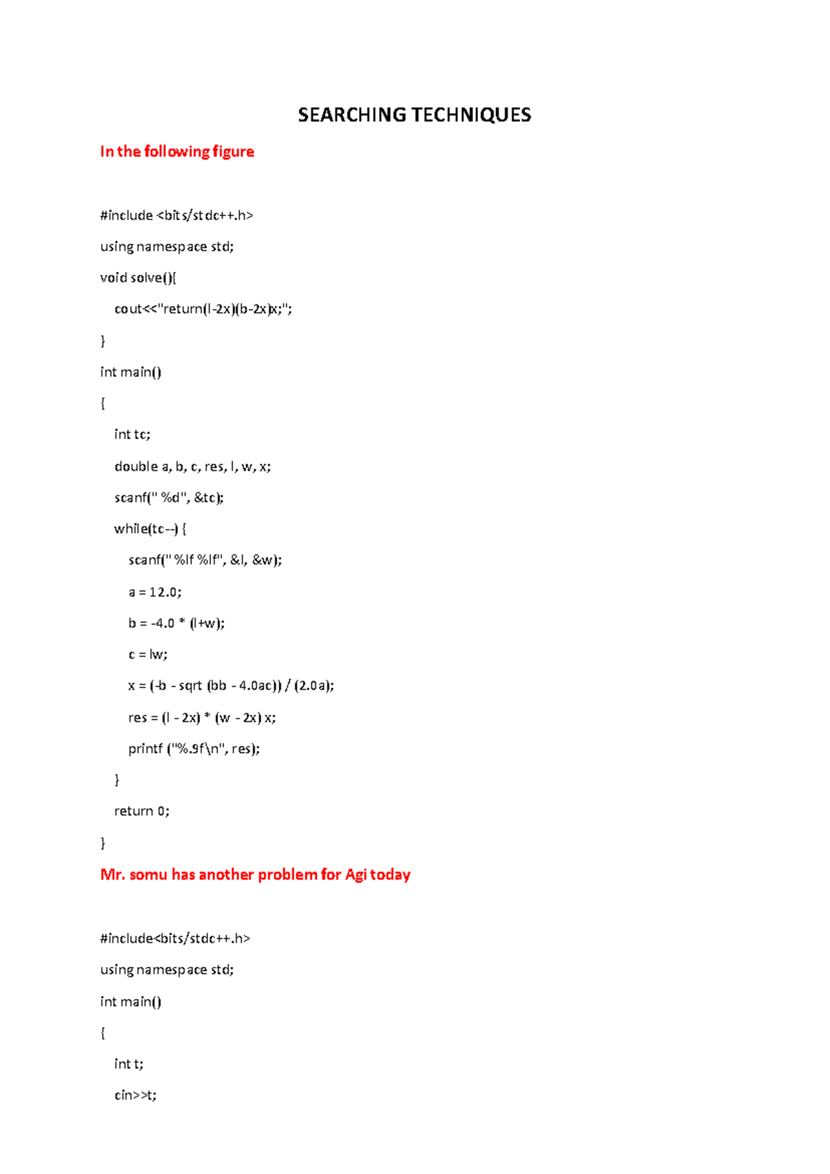 DAA Elab 1 - Exploring Various Searching Techniques in Programming - Studocu