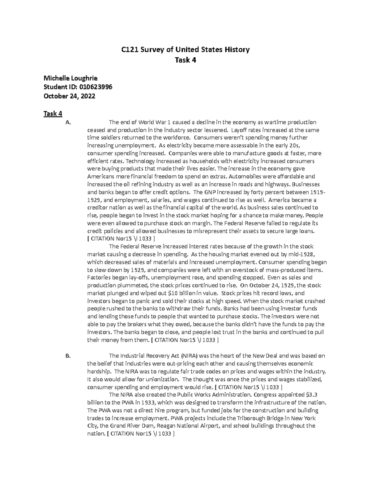 Task 4 C121 Survey of United States History - C121 Survey of United ...