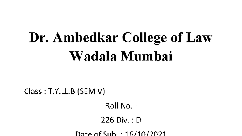 T.Y.LL.B (SEM V) Practical Training 1: Moot Court Memorial for Mary Roy ...